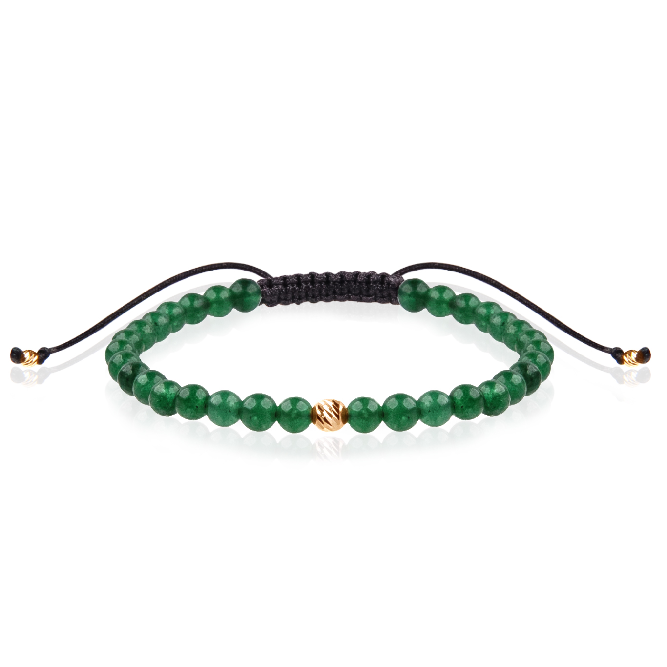 Bratara realizata din bile de Aur 14k, cristale semipretioase Jad verde ...